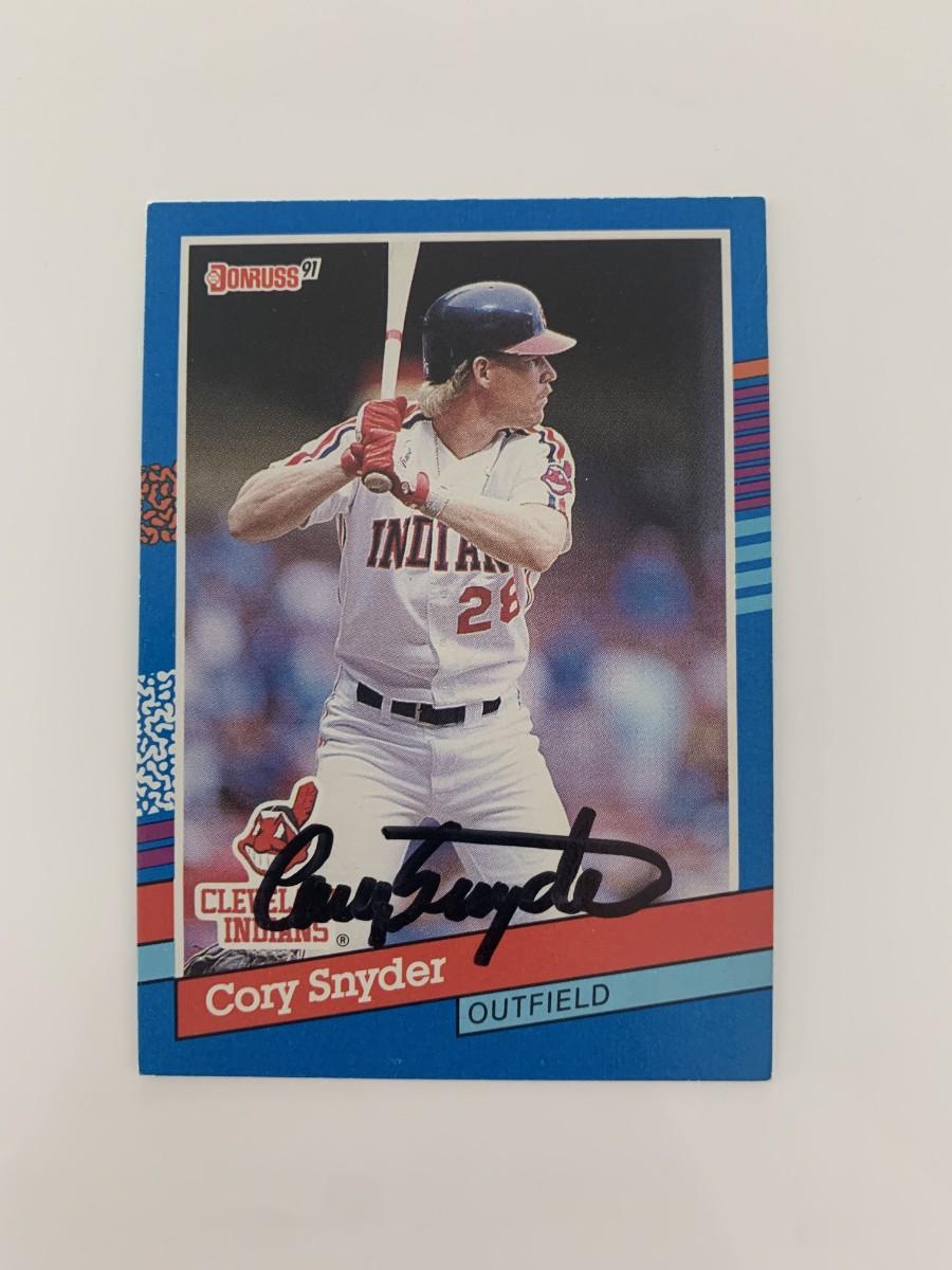 Cory Snyder signed baseball card | EstateSales.org