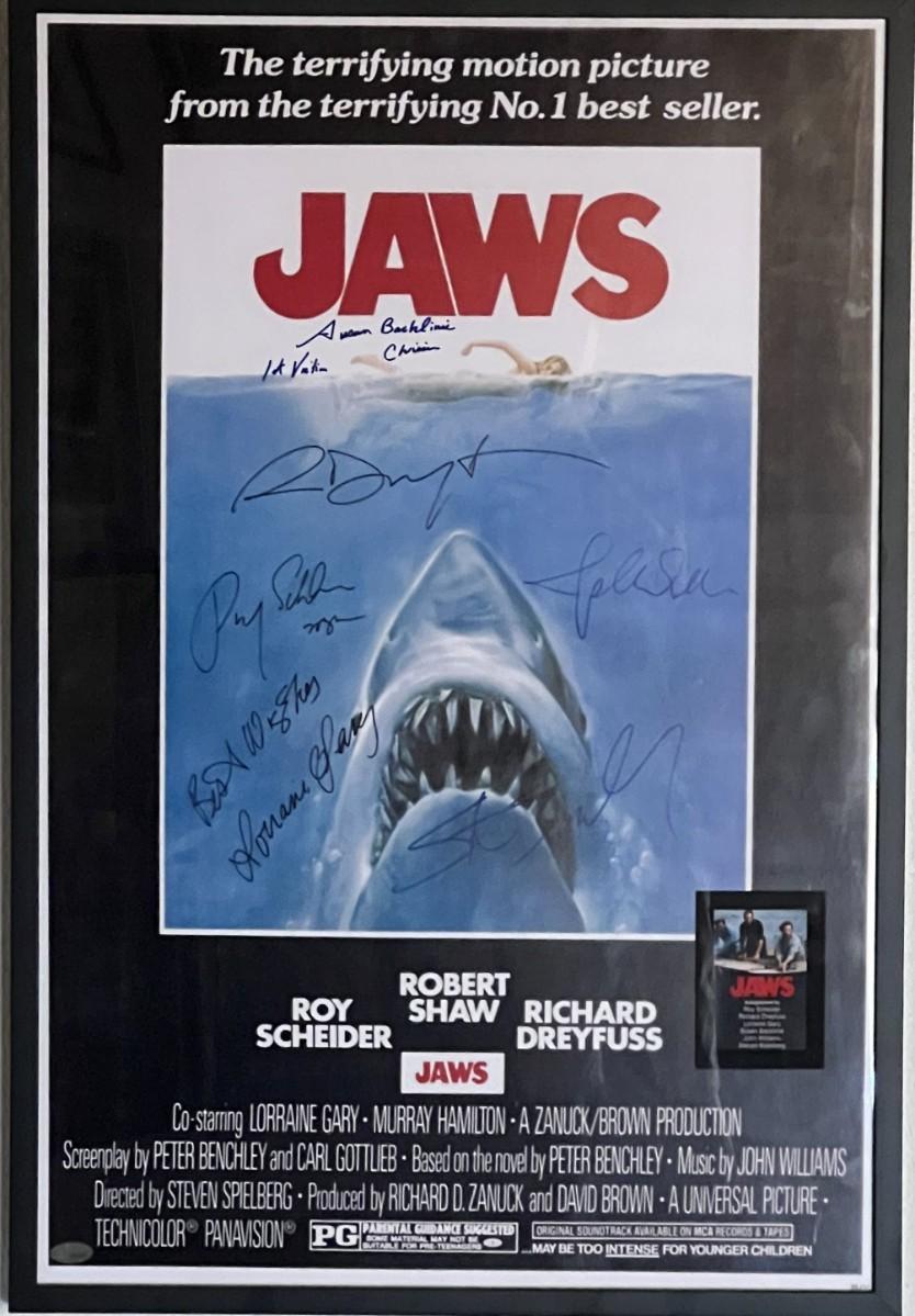 Jaws cast signed movie poster | EstateSales.org