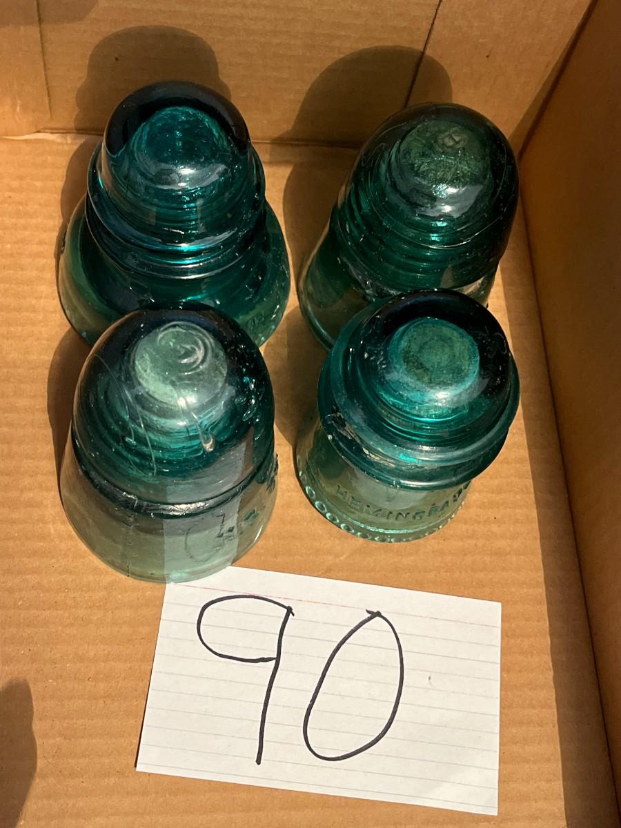 4 Teal Green Insulators | EstateSales.org