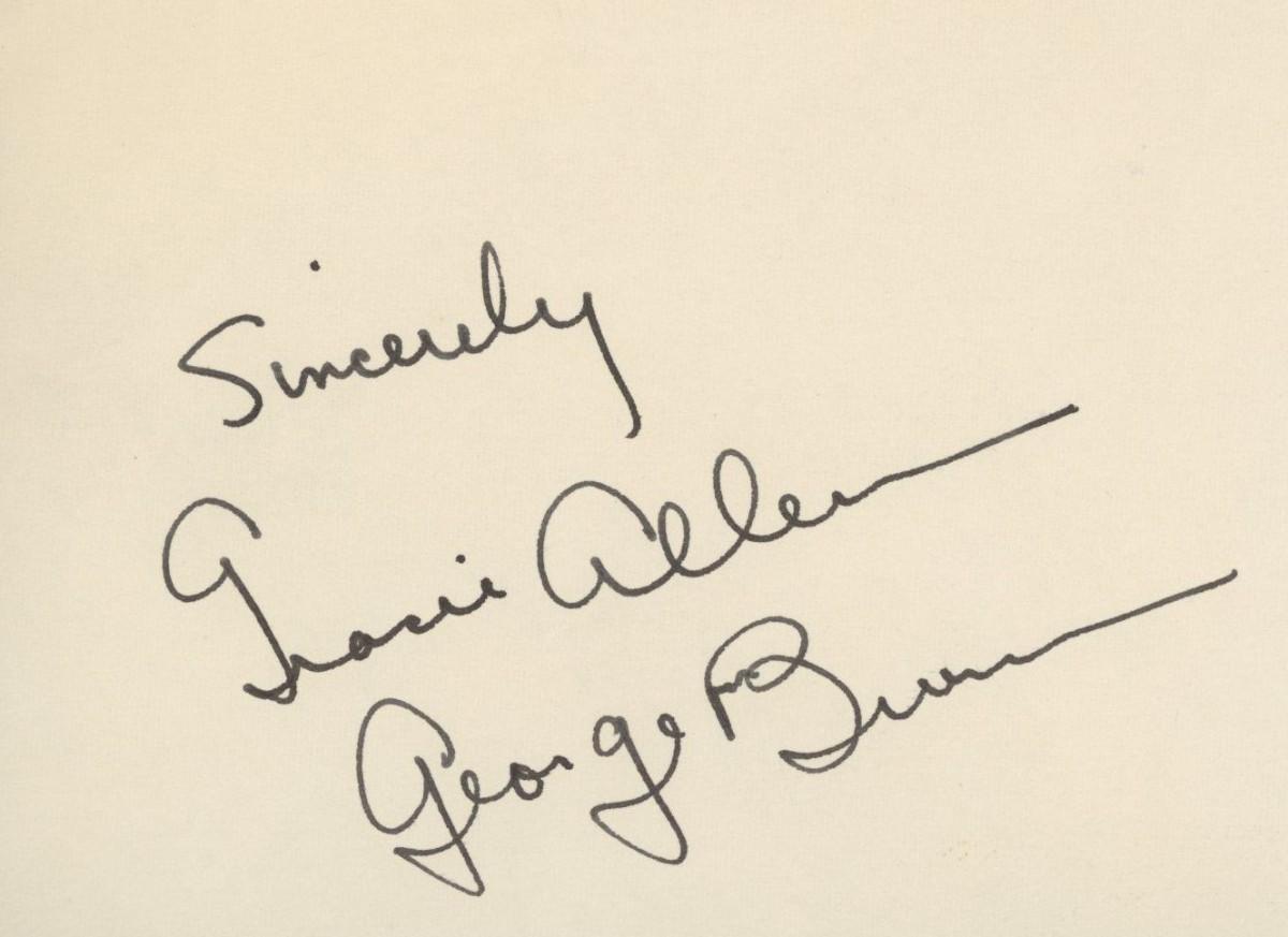George Burns and Gracie Allen signature cut | EstateSales.org