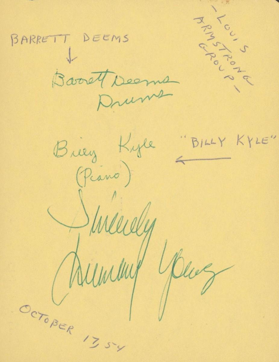 Louis Armstrong band signature cut. GFA Authenticated | EstateSales.org