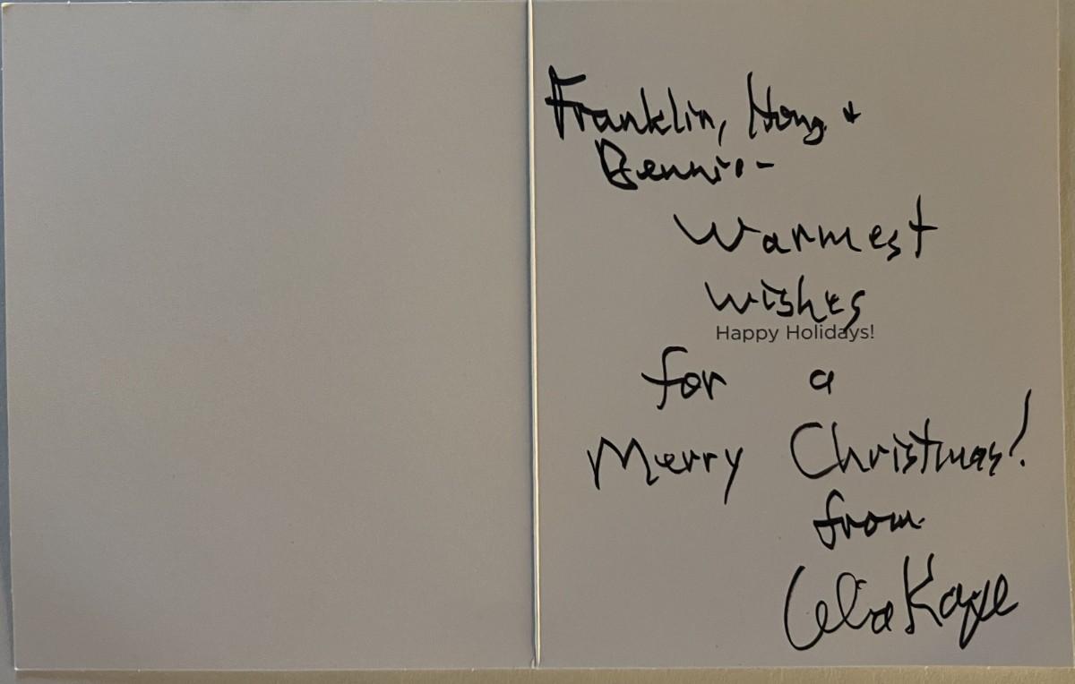 Celia Kaye signed Christmas card | EstateSales.org