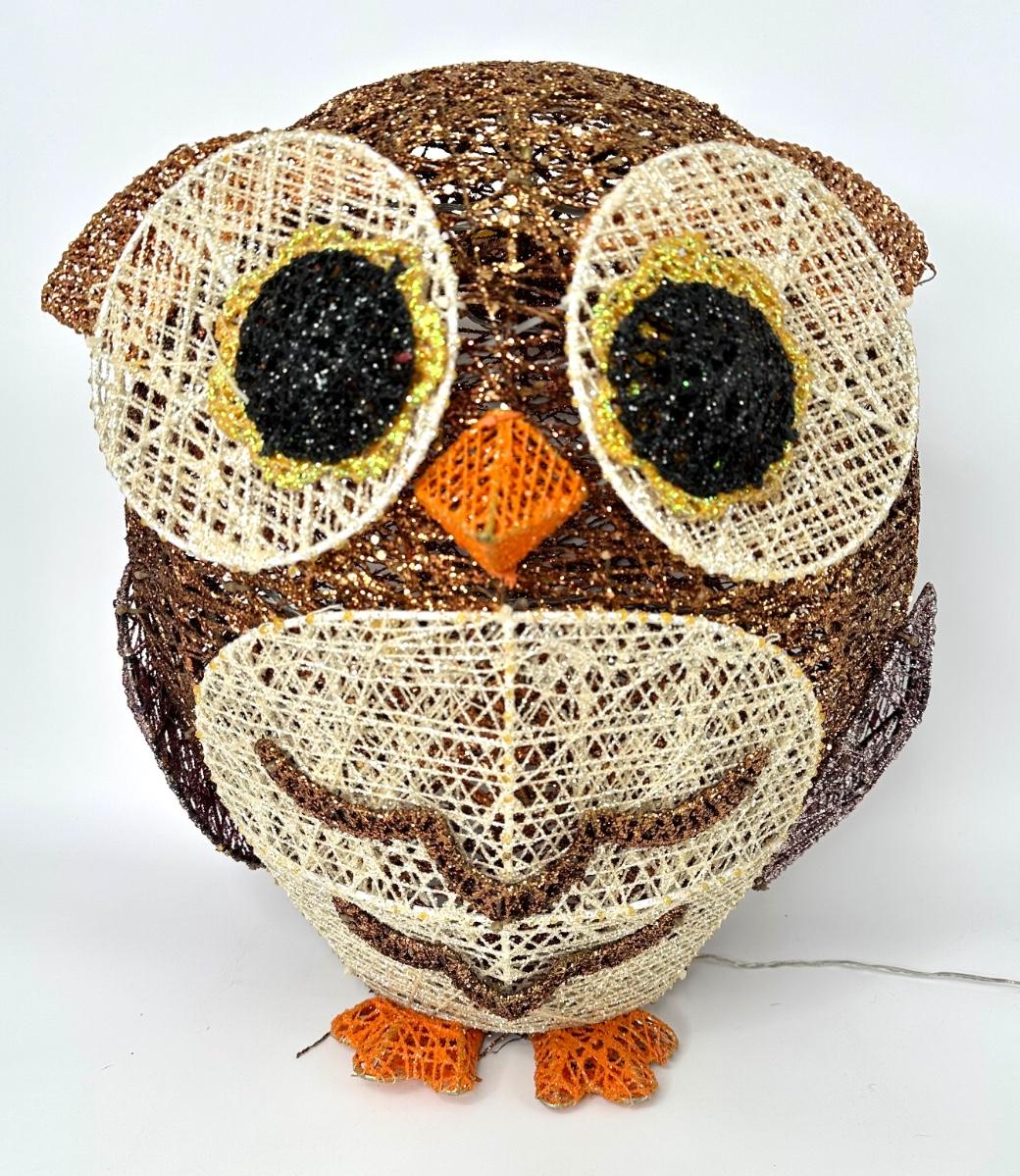 Indoor Outdoor Glittery Fall Time Light Up Owl | EstateSales.org