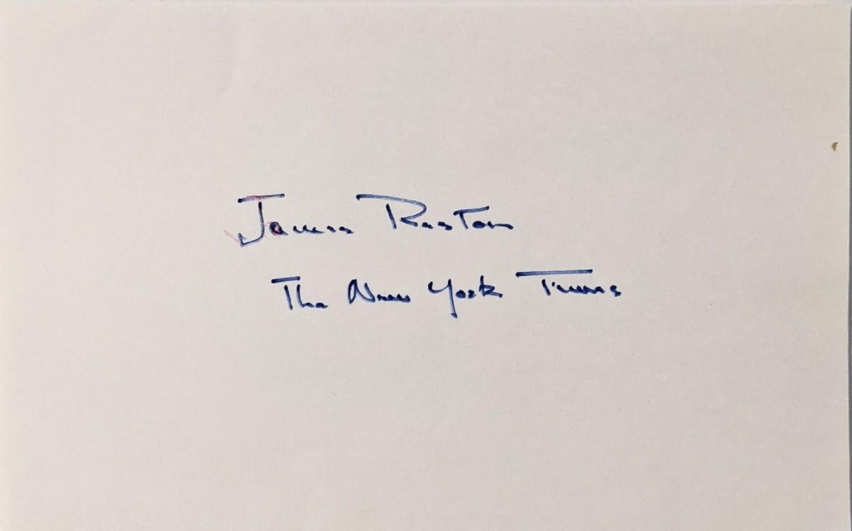 N.Y. Times reporter James Reston autograph | EstateSales.org