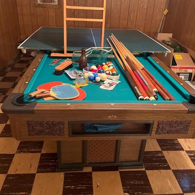 Vintage Frederick Willys pool table w/ping pong top & access ...