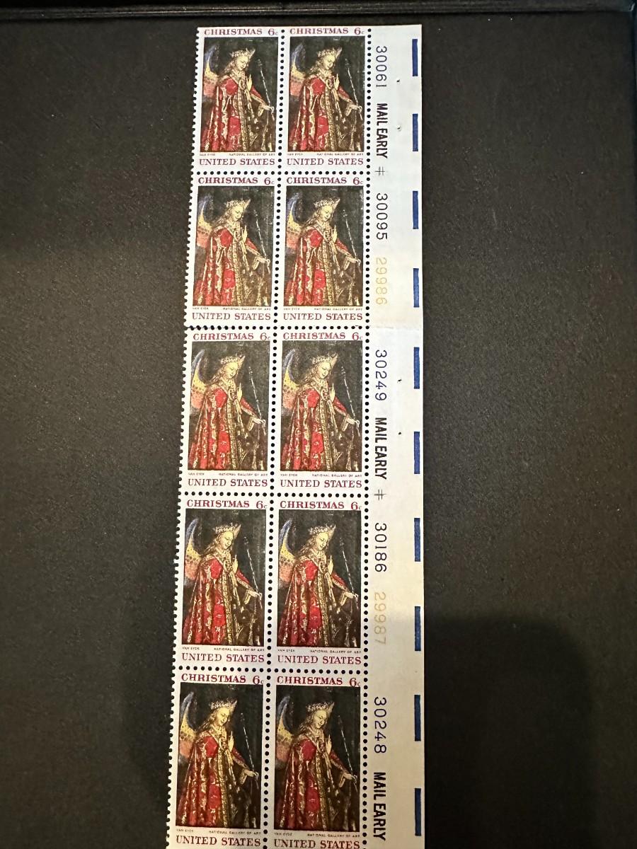 6-cent Christmas Angel stamps (Scott # 1363, released in 1968 block of ...
