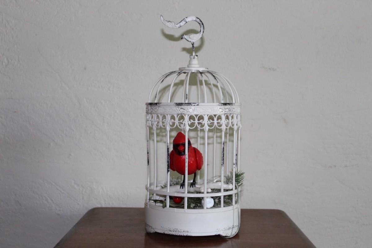 Animated Singing Cardinal in cage | EstateSales.org