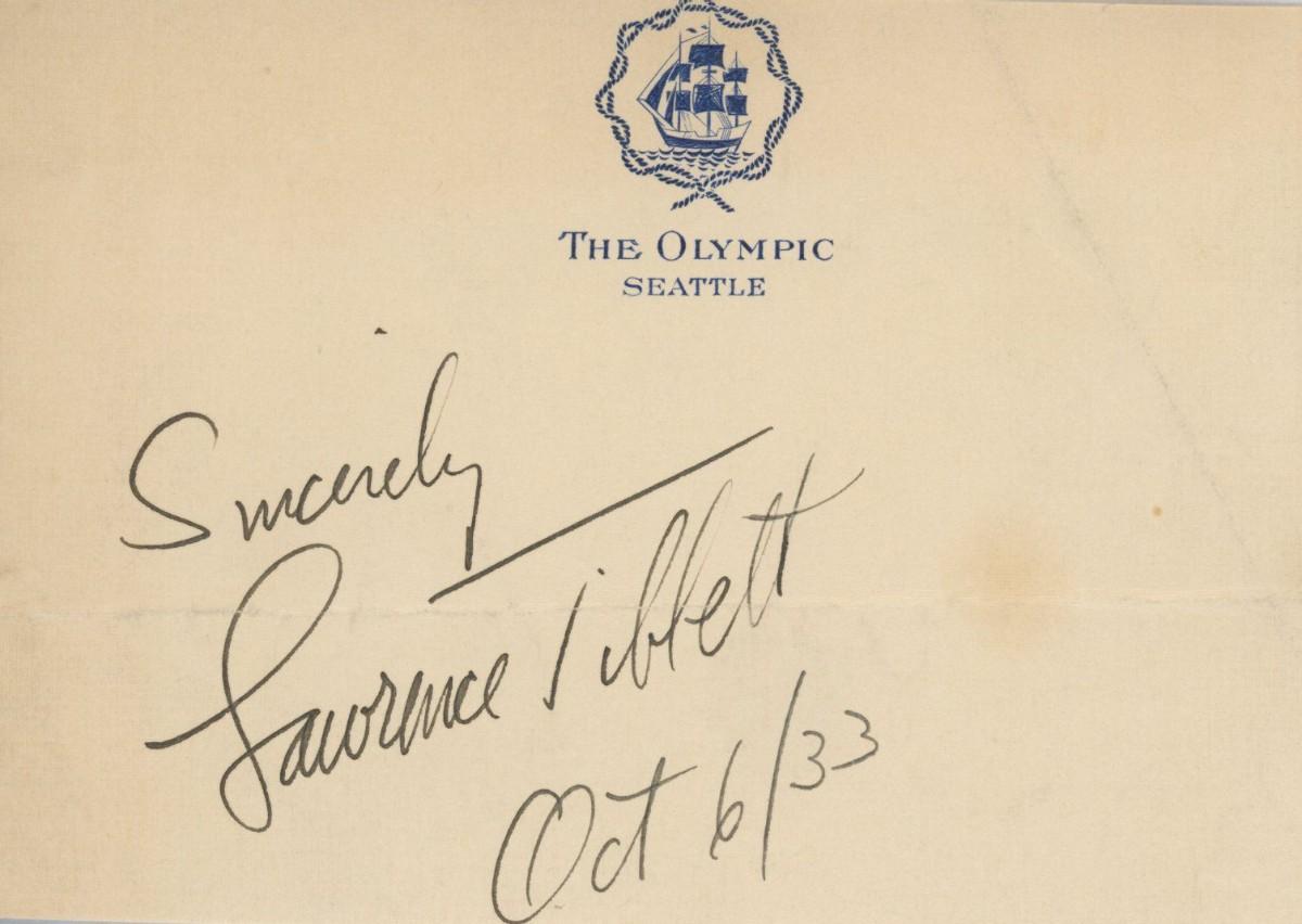 Lawrence Tibbett signature cut | EstateSales.org