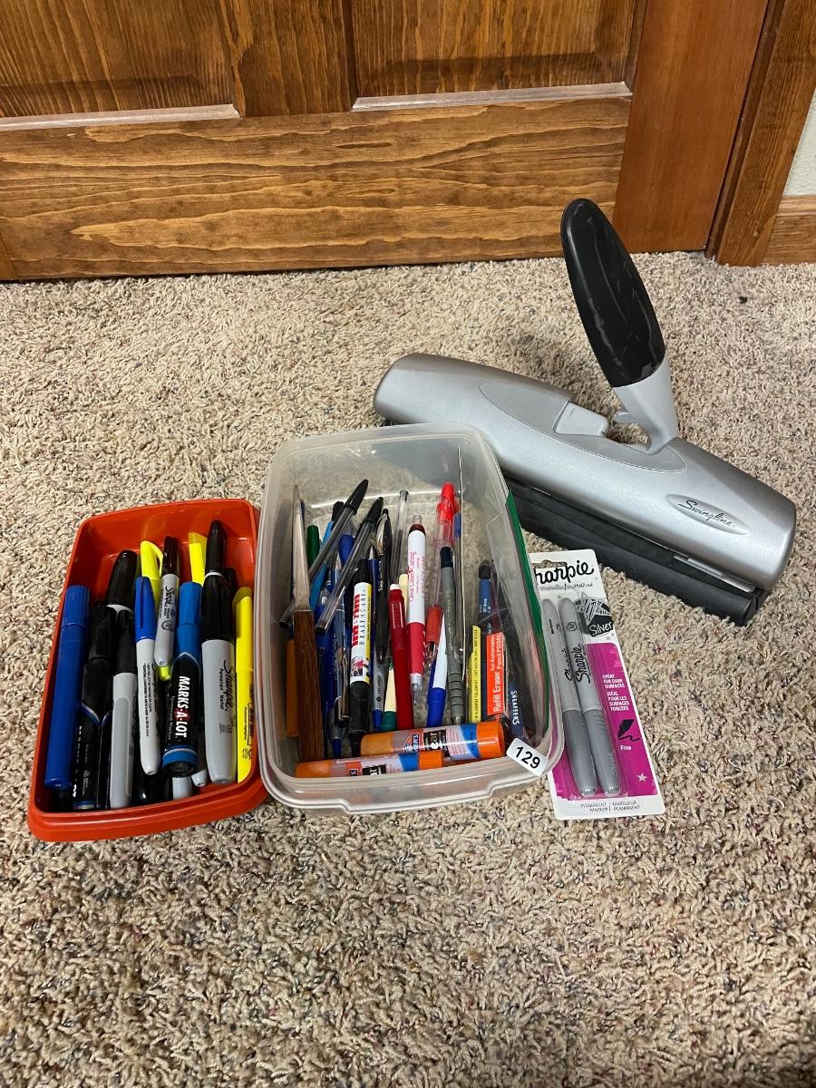 3 hole punch/pens/markers | EstateSales.org