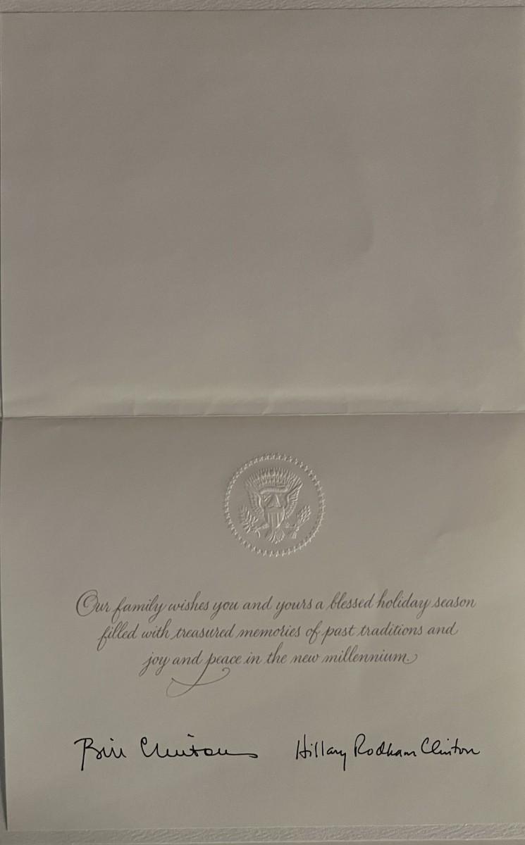 Bill and Hillary Clinton facsimile signed Christmas card | EstateSales.org