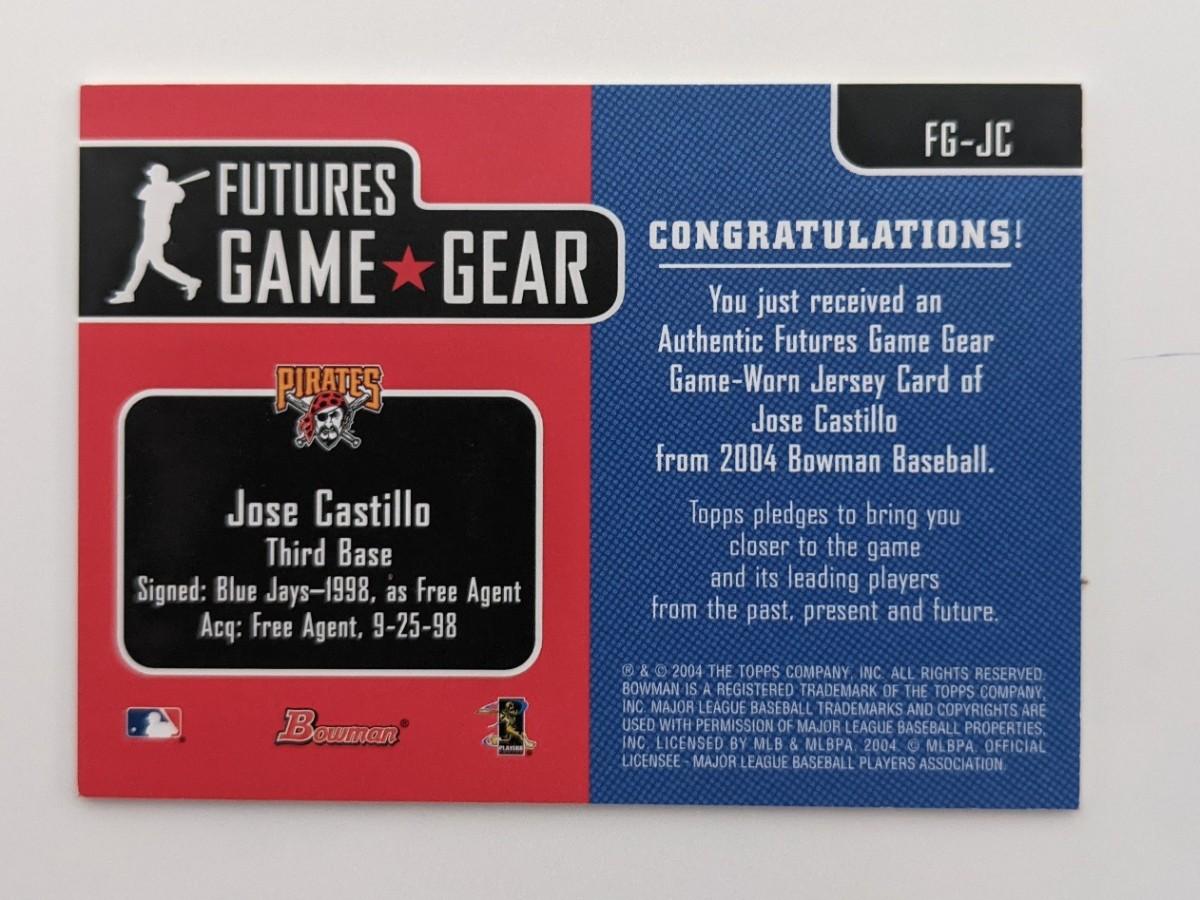 Jose Castillo Baseball Trading Card with 2003 Futures Game Worn Jersey ...
