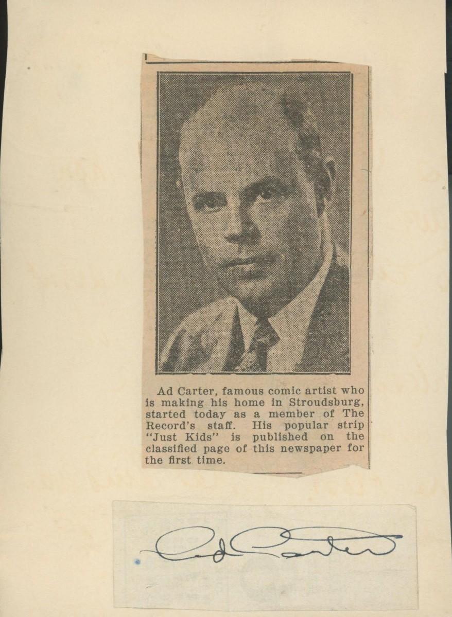 Ad Carter newspaper clip and signature | EstateSales.org
