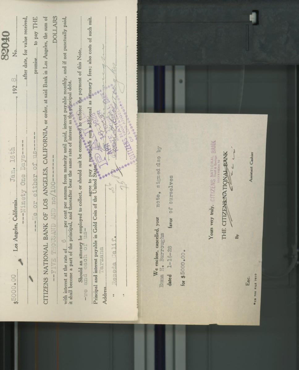 Tarzan creator Edgar Rice Burroughs signed check | EstateSales.org