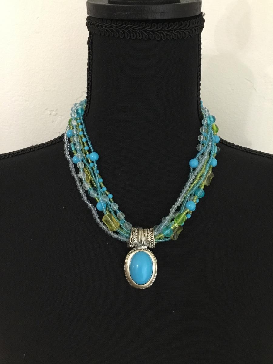 Very beautiful light blue light green beads with some glass beads ...