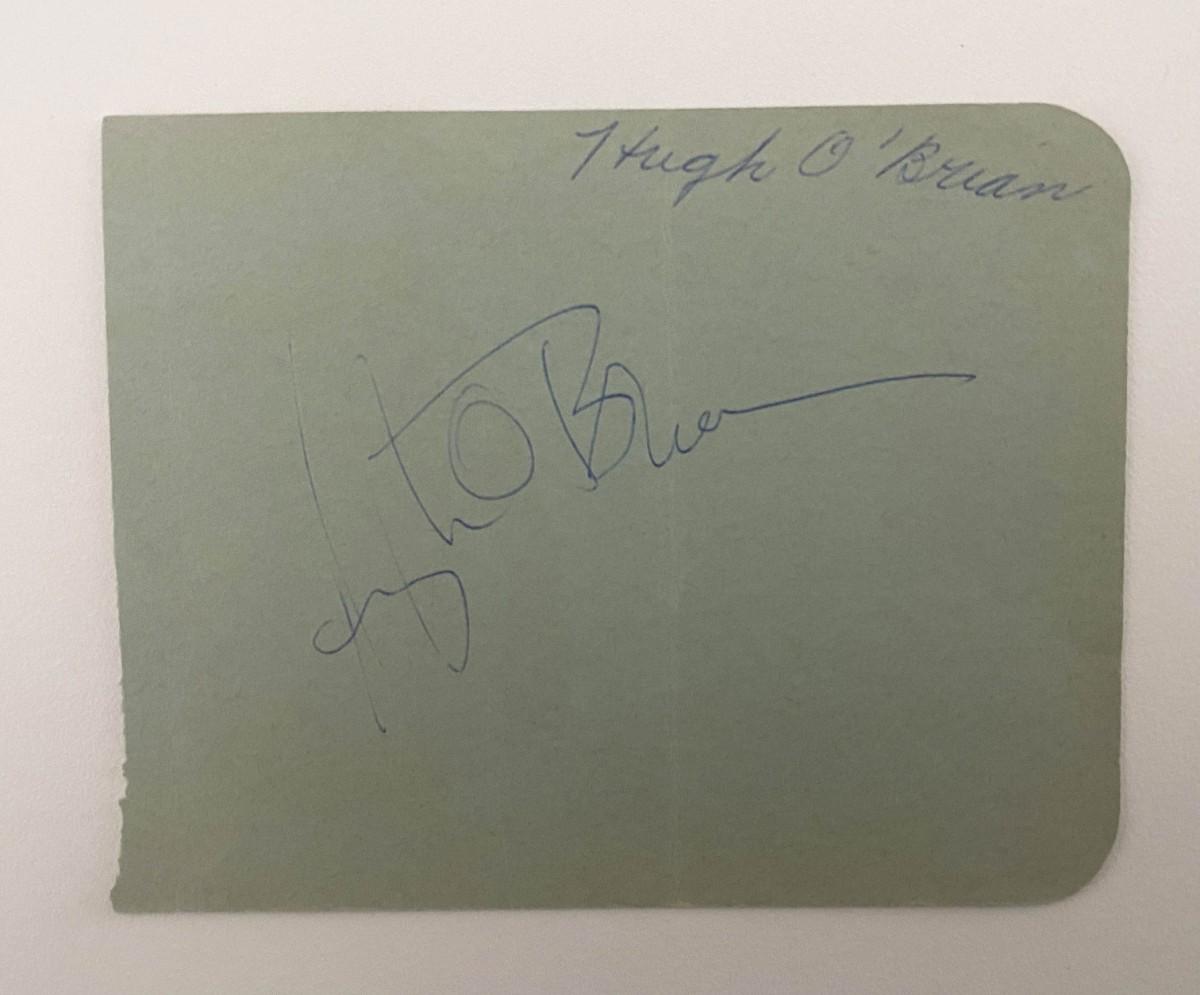 Actor Hugh O'Brian signature cut | EstateSales.org
