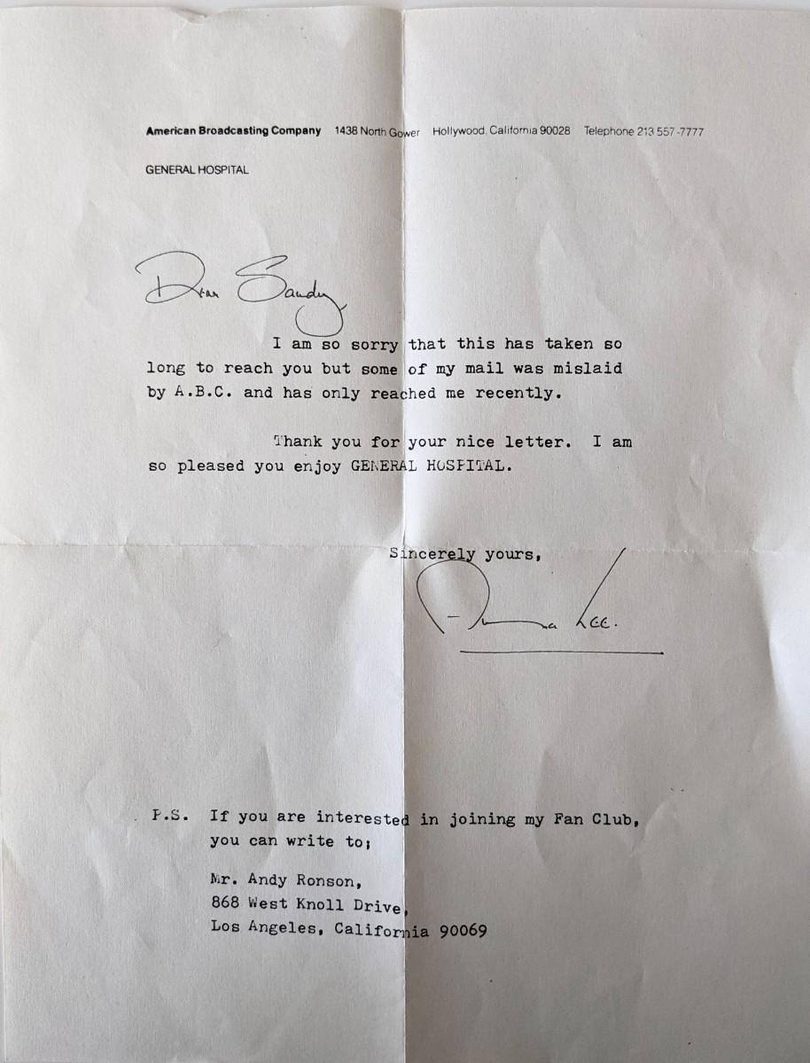 Anna Lee Signed Letter | EstateSales.org