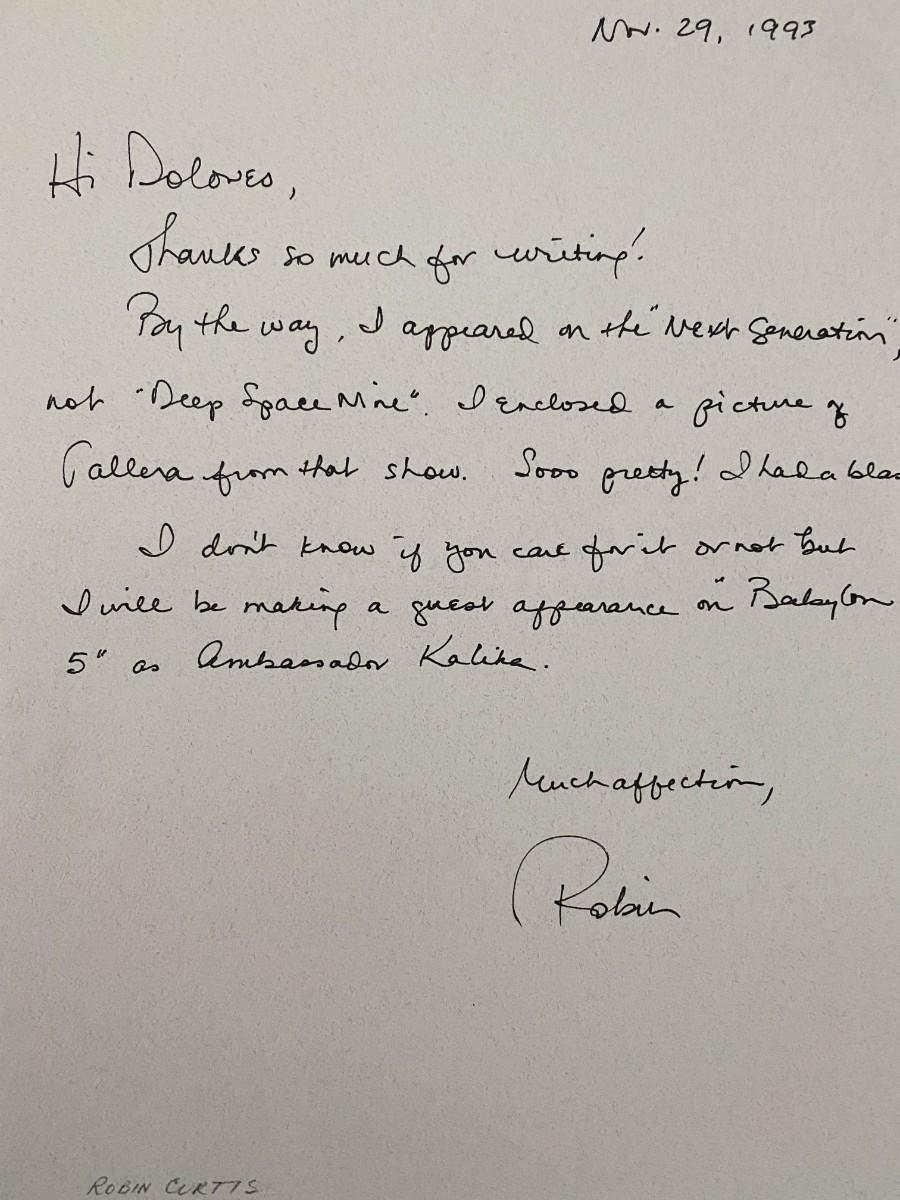 Robin Curtis signed personal letter | EstateSales.org