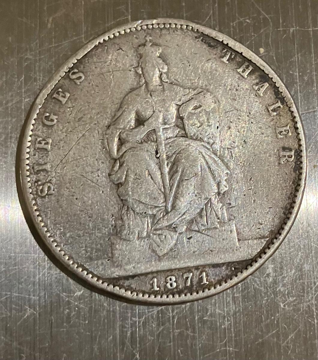1871 A GERMANY GERMAN STATES PRUSSIA WILHELM I Defeat France Silver ...