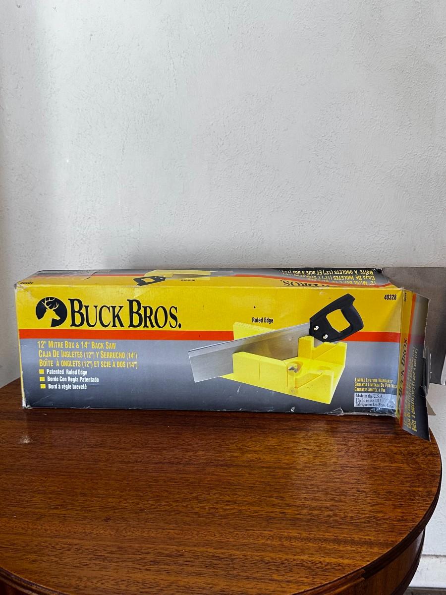 Buck Bros 12' Mitre Box 14' Back Saw Patented Ruled Yellow Ridge ...