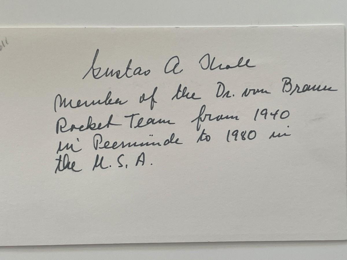 Rocket team member Gustav Kroll autograph note | EstateSales.org