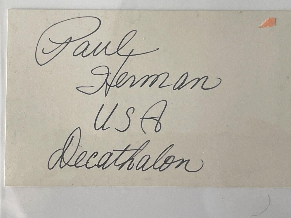 Olympic athlete Paul Herman autograph note | EstateSales.org
