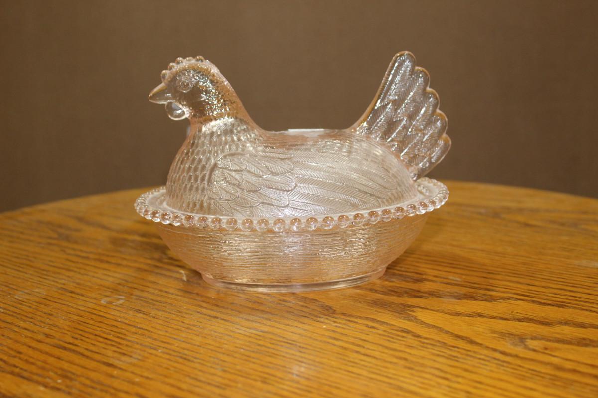 Vintage Indiana Glass Chicken/Hen on Nest - Clear Candy Dish ...