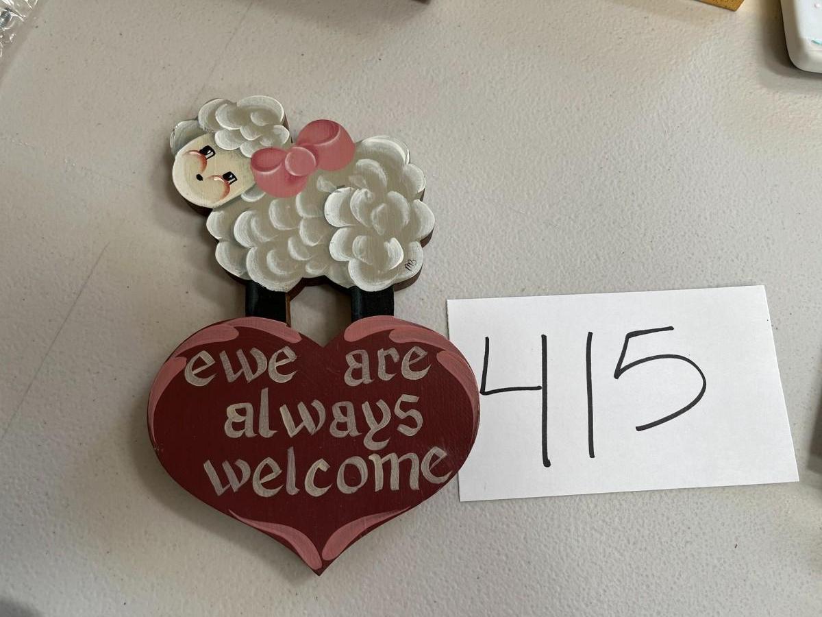 "Ewe Are Always Welcome" Ewe W/Pink Bow Wall Decor | EstateSales.org