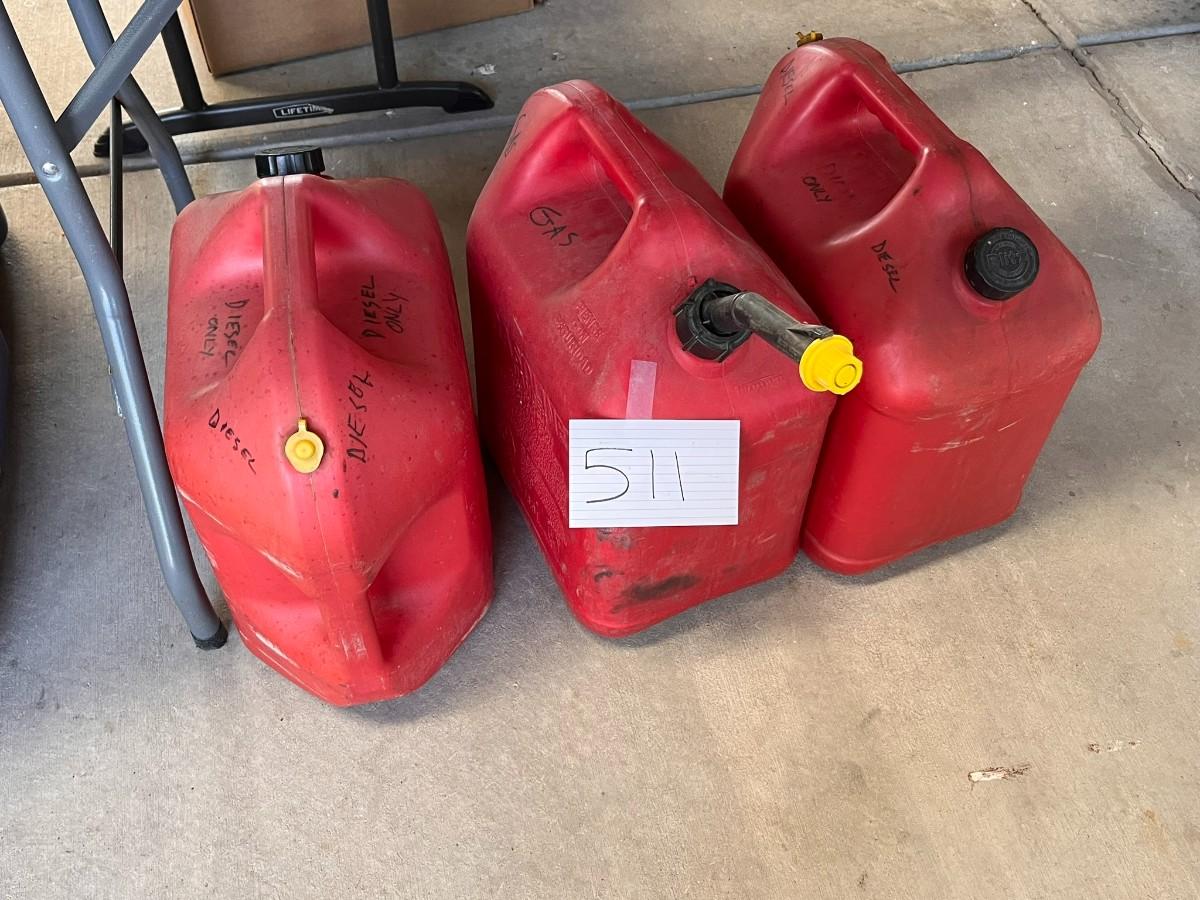 (3) 5 Gallon Gas Cans *Diesel Only | EstateSales.org