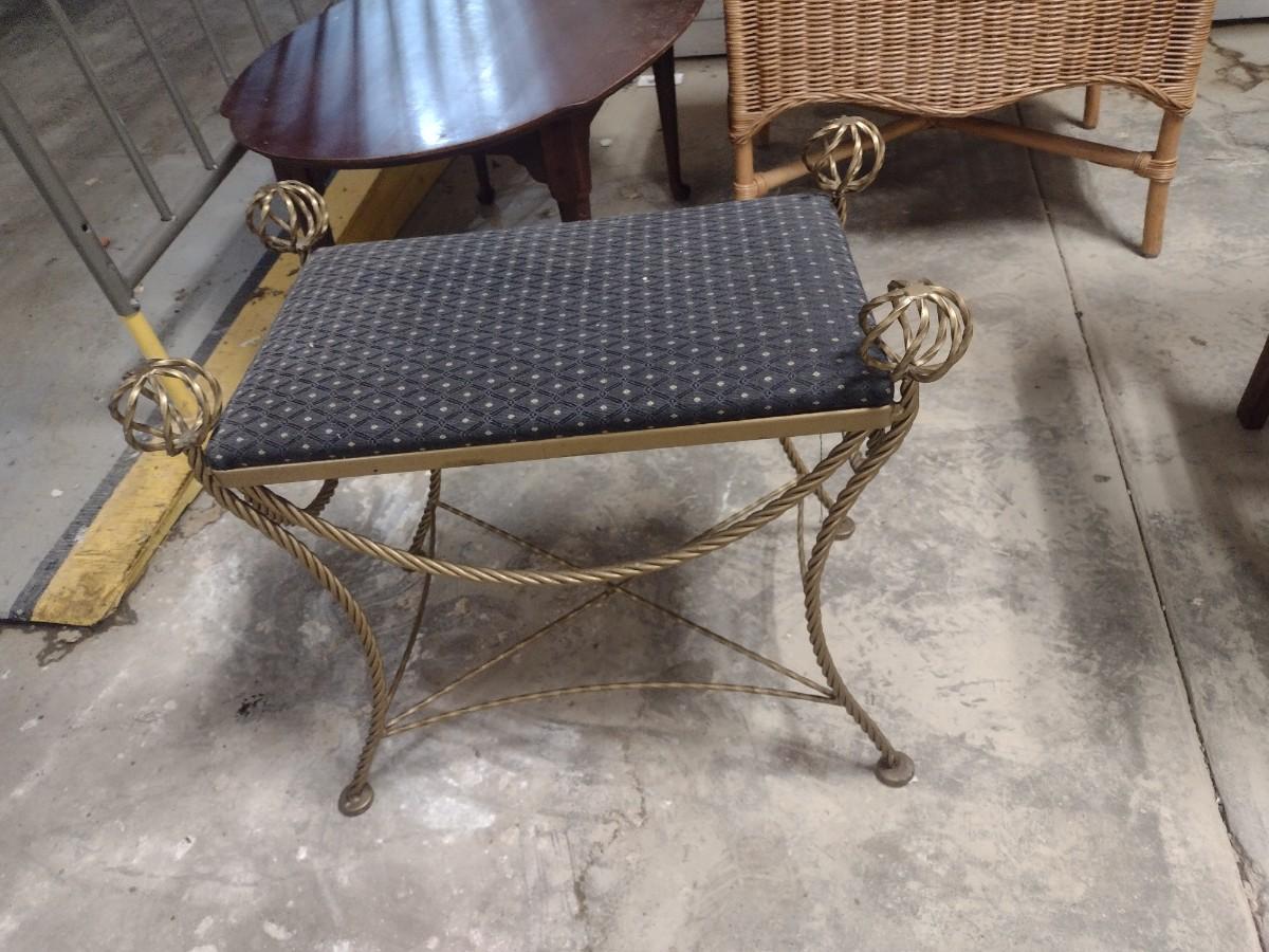 Fancy Wrought Metal Vanity Bench with Cushioned Seat | EstateSales.org