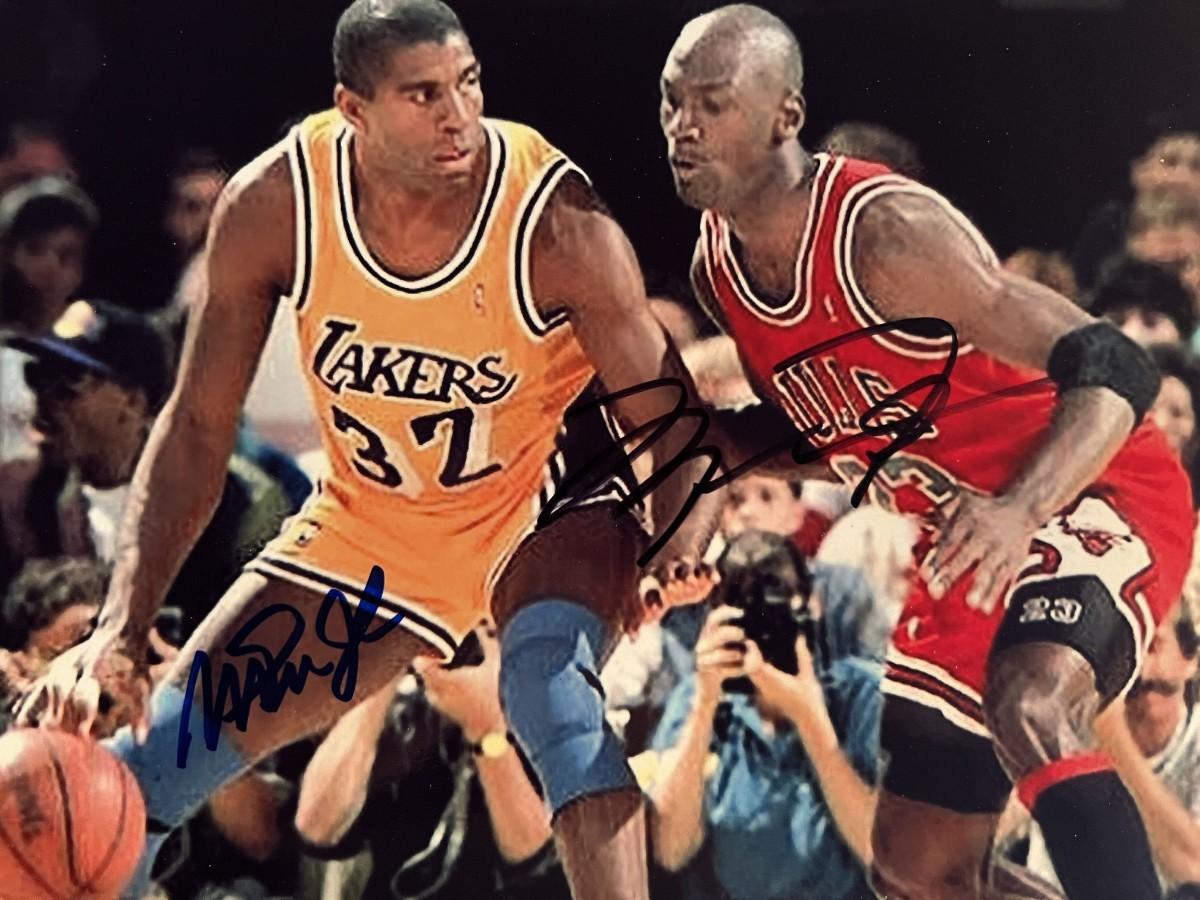 Magic Johnson / Michael Jordan signed photo | EstateSales.org
