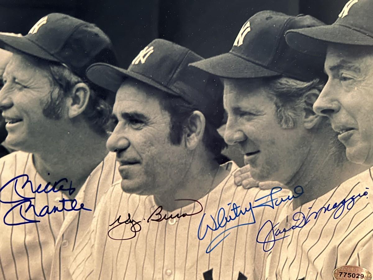 Mickey Mantle, Yogi Berra, Whitey Ford and Joe DiMaggio signed photo ...