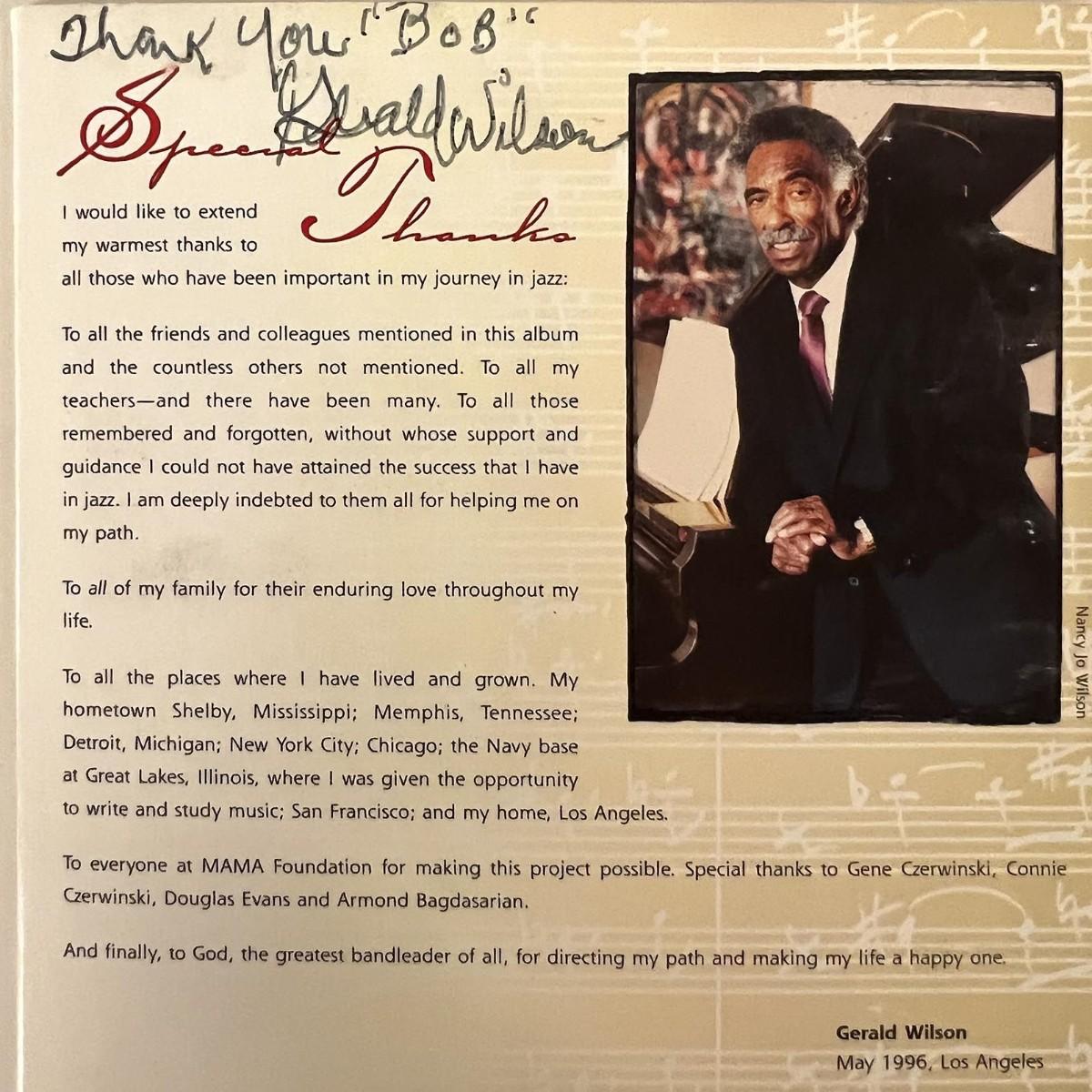 Gerald Wilson Suite Memories signed CD | EstateSales.org