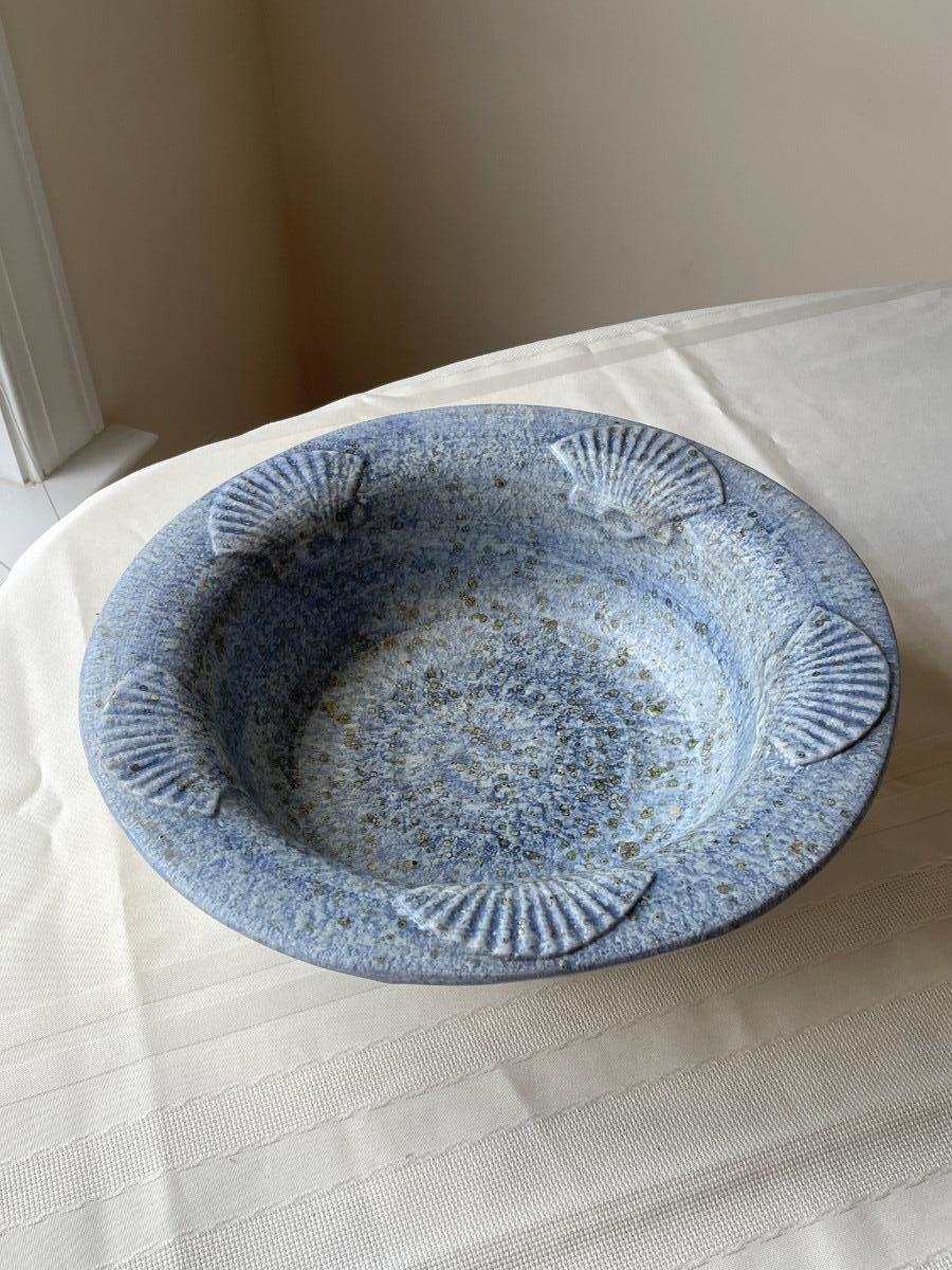 Blue Sea Shell Bowl. Hand-Painted, Made in Italy. | EstateSales.org