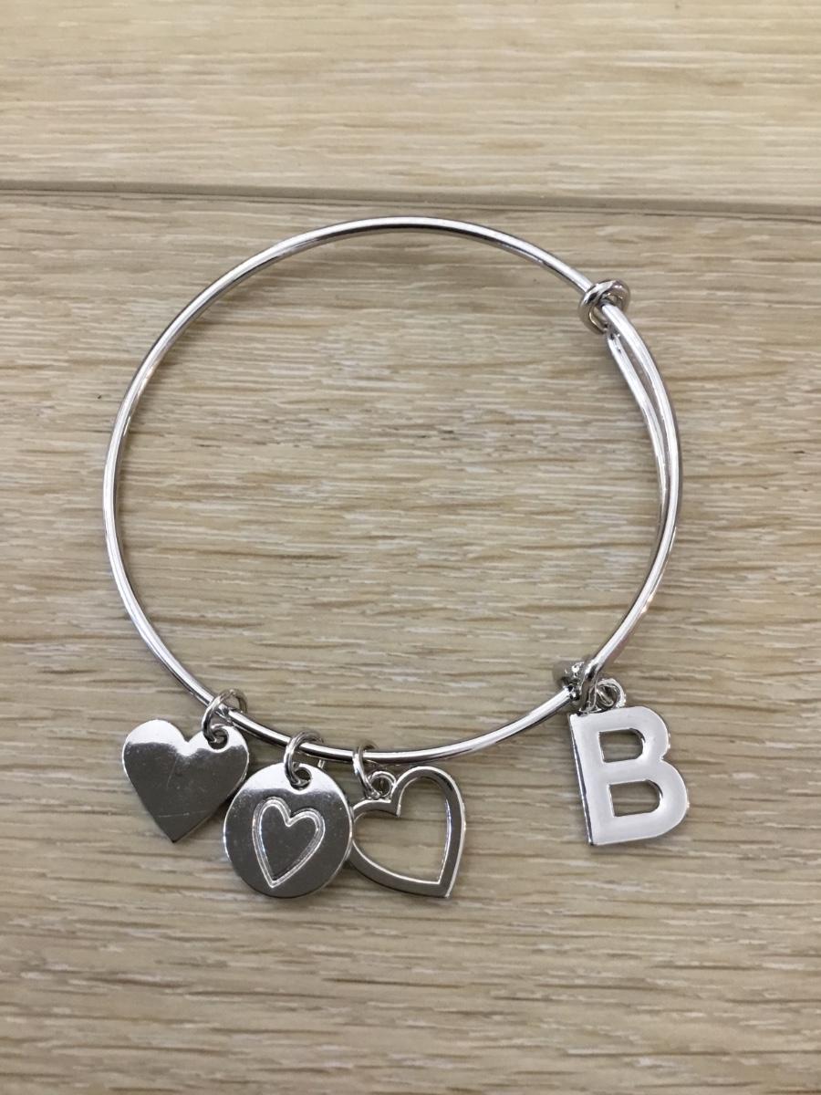 Letter B silver tone bangle bracelet | EstateSales.org