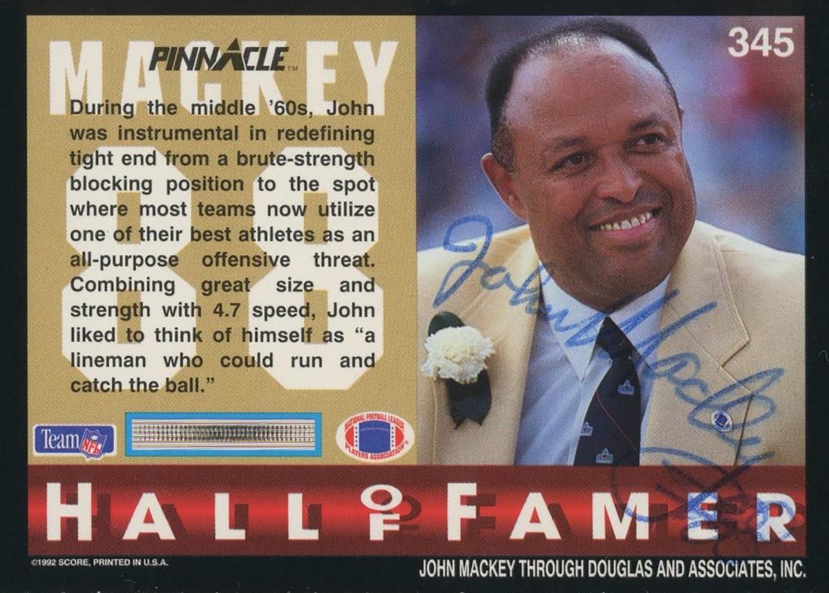 Baltimore Colts John Mackey signed Pinnacle Hall of Fame Card ...