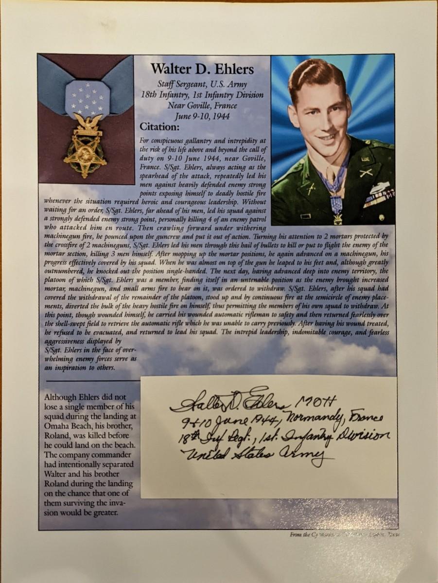 WW2 Walt D. Ehlers Signed Bio Page | EstateSales.org