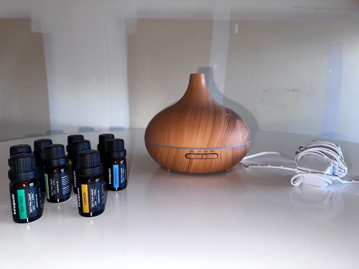 Wood Grain Teardrop Ultrasonic Essential Oil Diffuser with oils ...