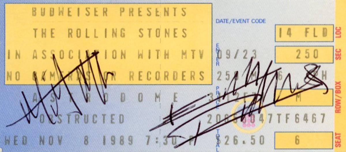Rolling Stones signed concert tickets | EstateSales.org