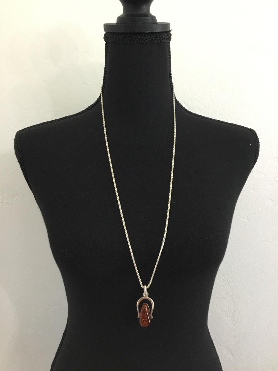 Beautiful 925 thick nice sterling silver chain with amber sterling ...