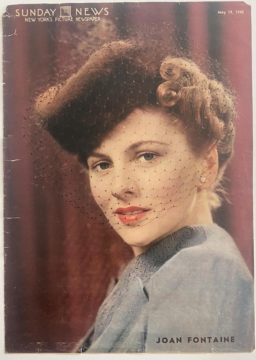 Sunday News 1940 Joan Fontaine newspaper cover | EstateSales.org