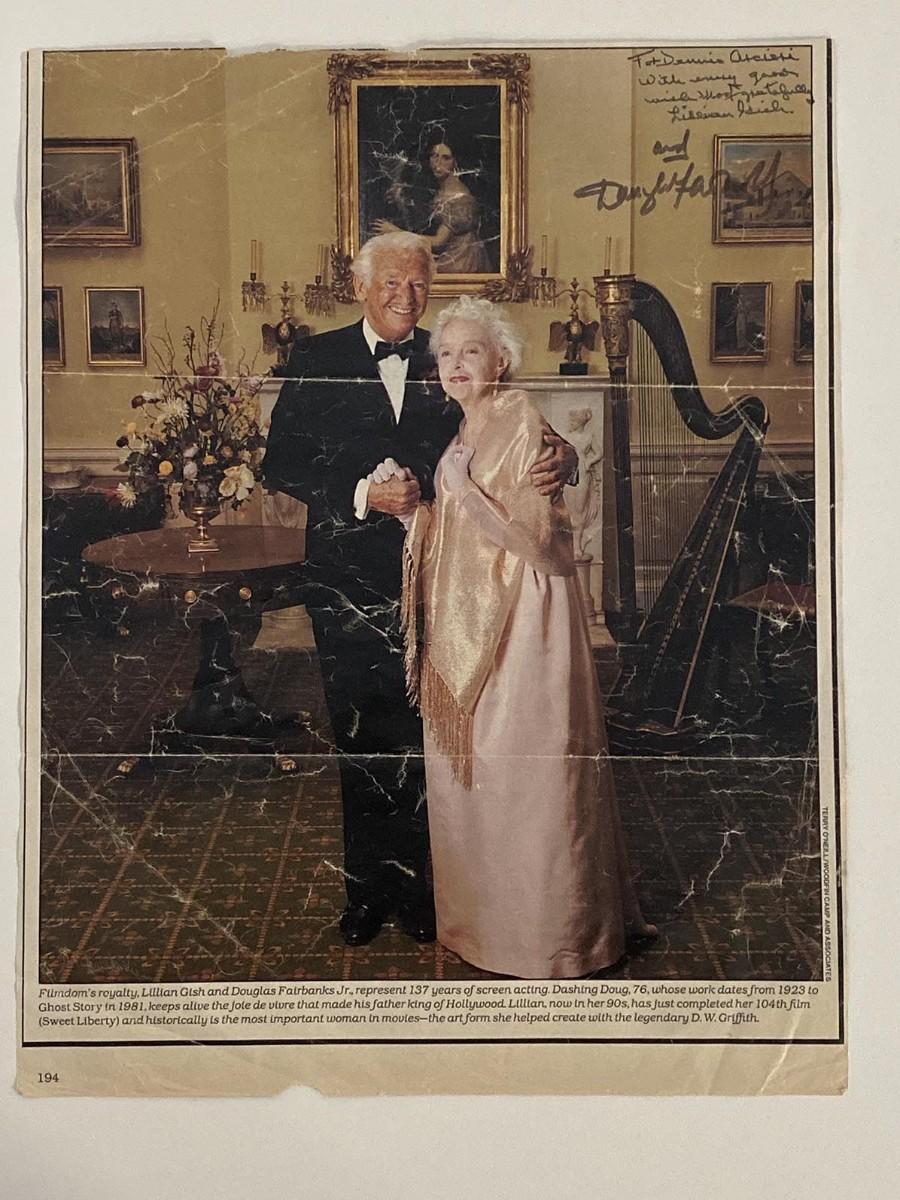 Lillian Gish and Douglas Fairbanks Sr signed magazine page ...