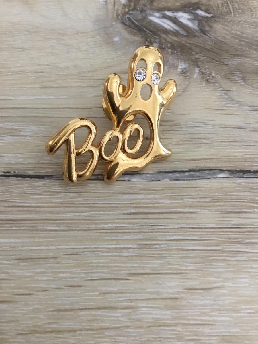 Super cute gold tone, Boo pin | EstateSales.org
