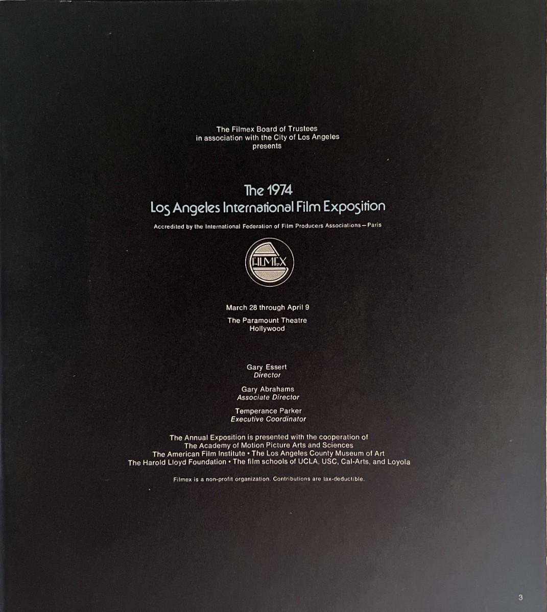 1974 Los Angeles International Film Exposition official catalog ...