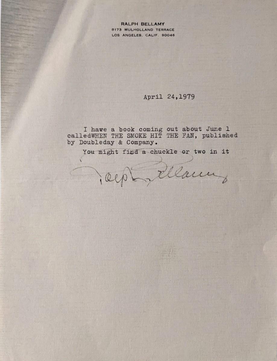 Pretty Women Ralph Bellamy signed letter | EstateSales.org