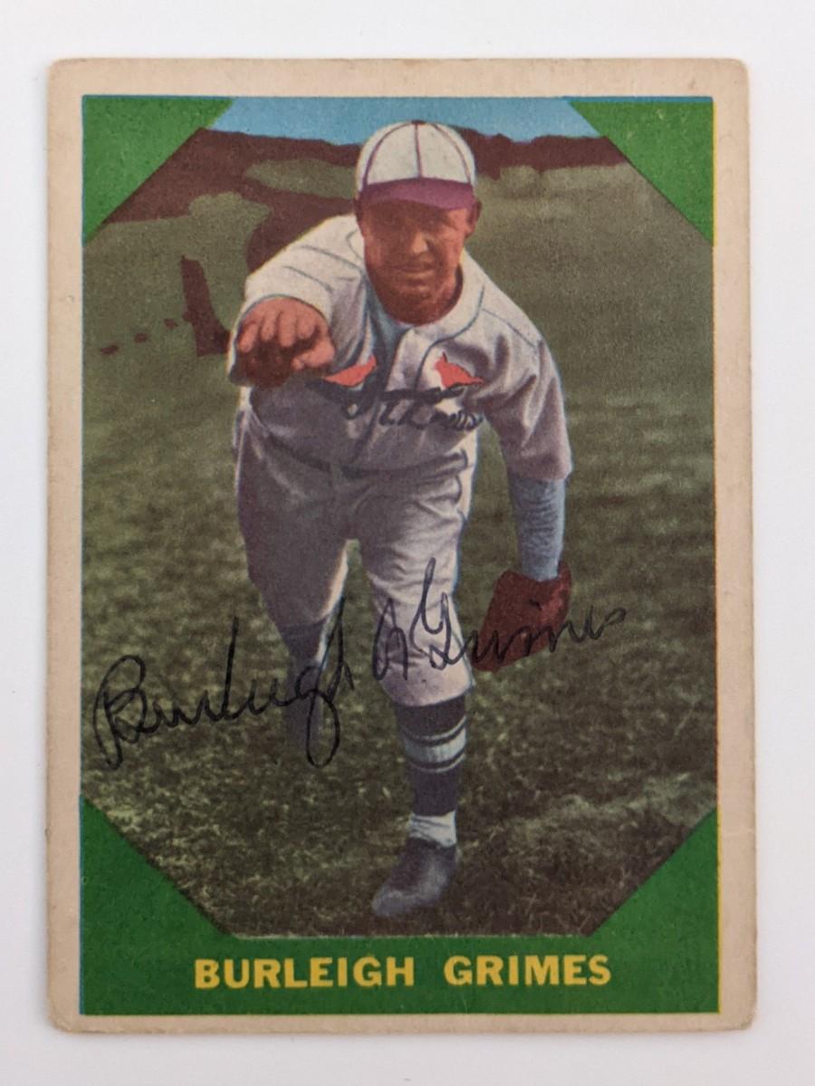 Burleigh Grimes Signed Baseball Trading Card - Fleer Baseball Greats ...