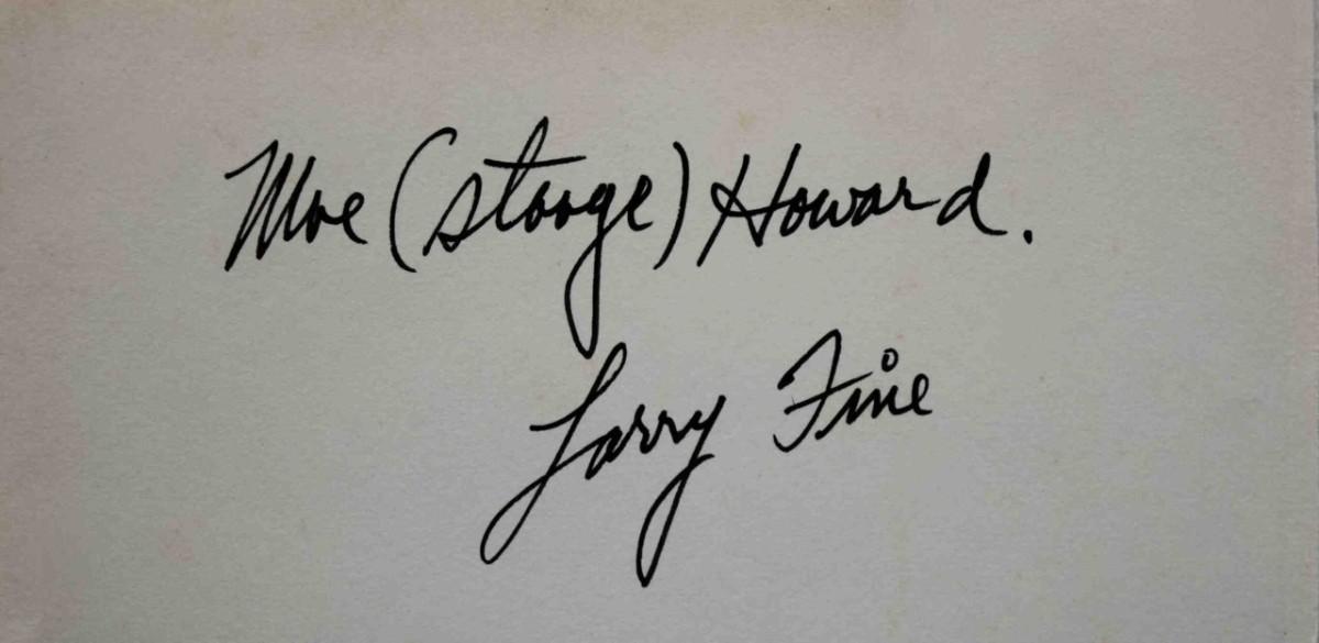 Moe Howard & Larry Fine signature slip | EstateSales.org