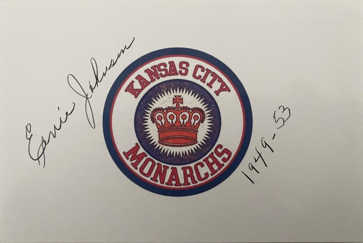 KC Monarchs Baseball legend Ernie Johnson signed card | EstateSales.org
