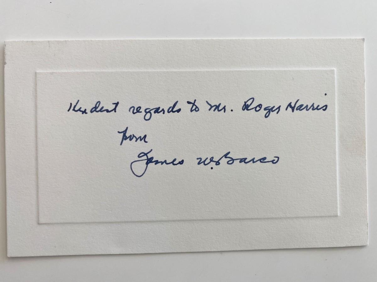 UN Ambassador James W. Barco Signed Note | EstateSales.org