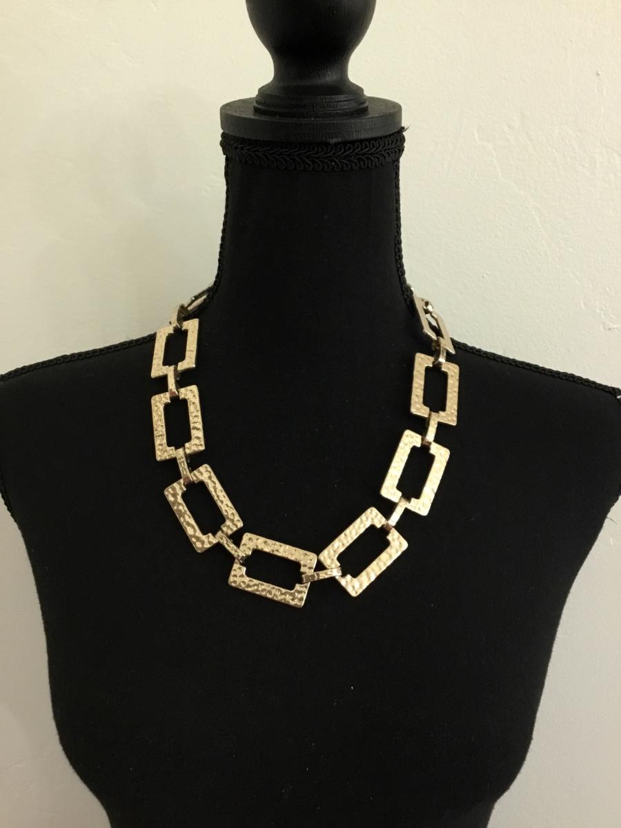 Ann Taylor, gold tone, thick, chunky chain, link, square statement ...
