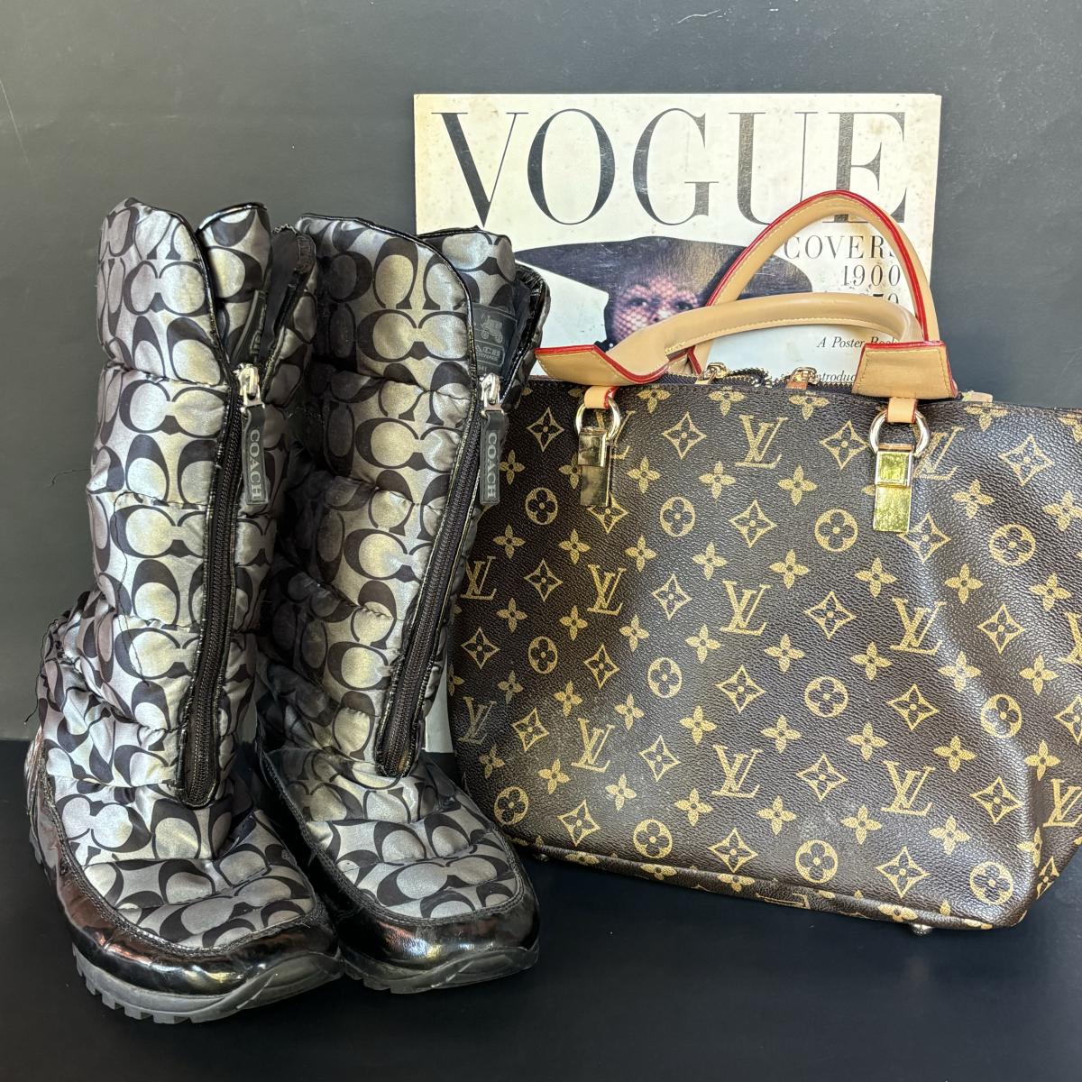 LOT 178: Coach Boots,,Vogue Covers Poster Book and Fashion Purse ...